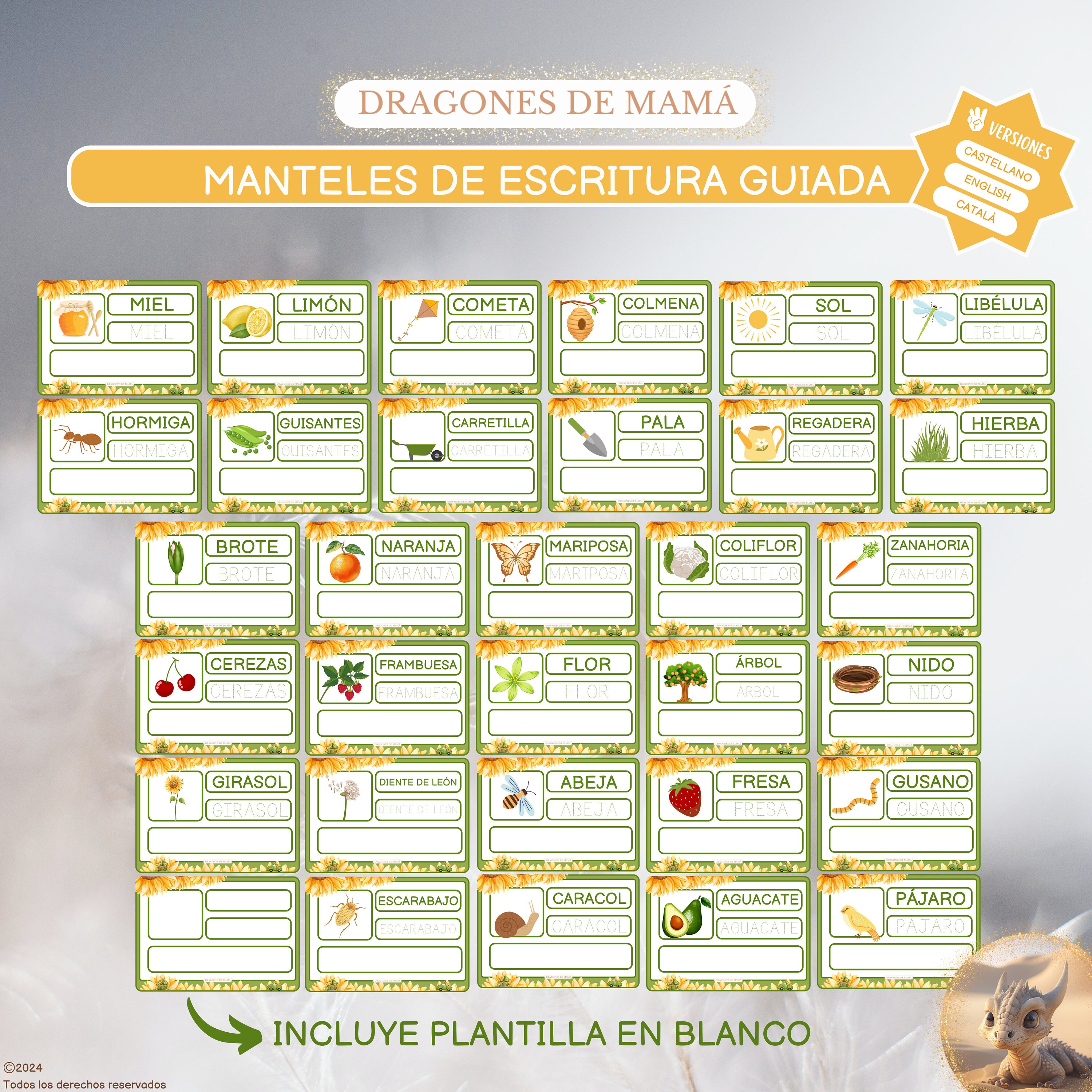 Imprimibles Láminas De Escritura Guiada - Etsy