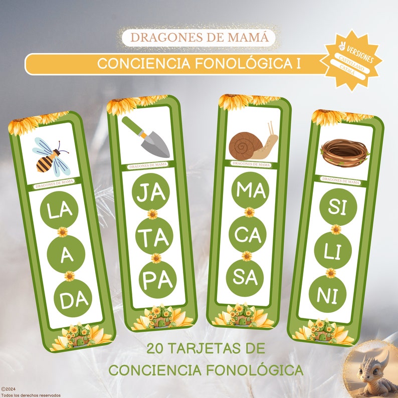 Imprimibles Tarjetas De Conciencia Fonológica Primavera. - Etsy