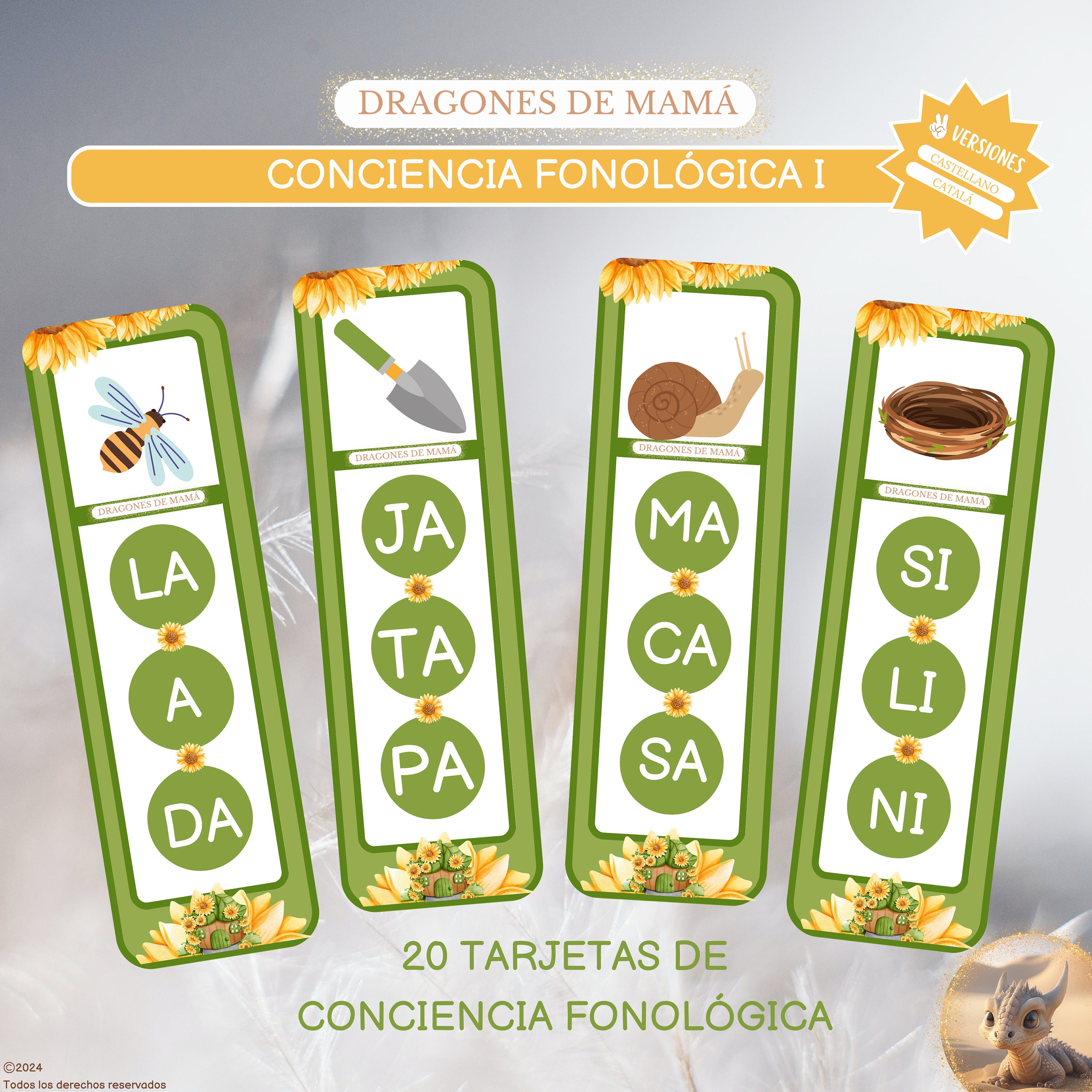 Imprimibles Tarjetas De Conciencia Fonológica Primavera. - Etsy