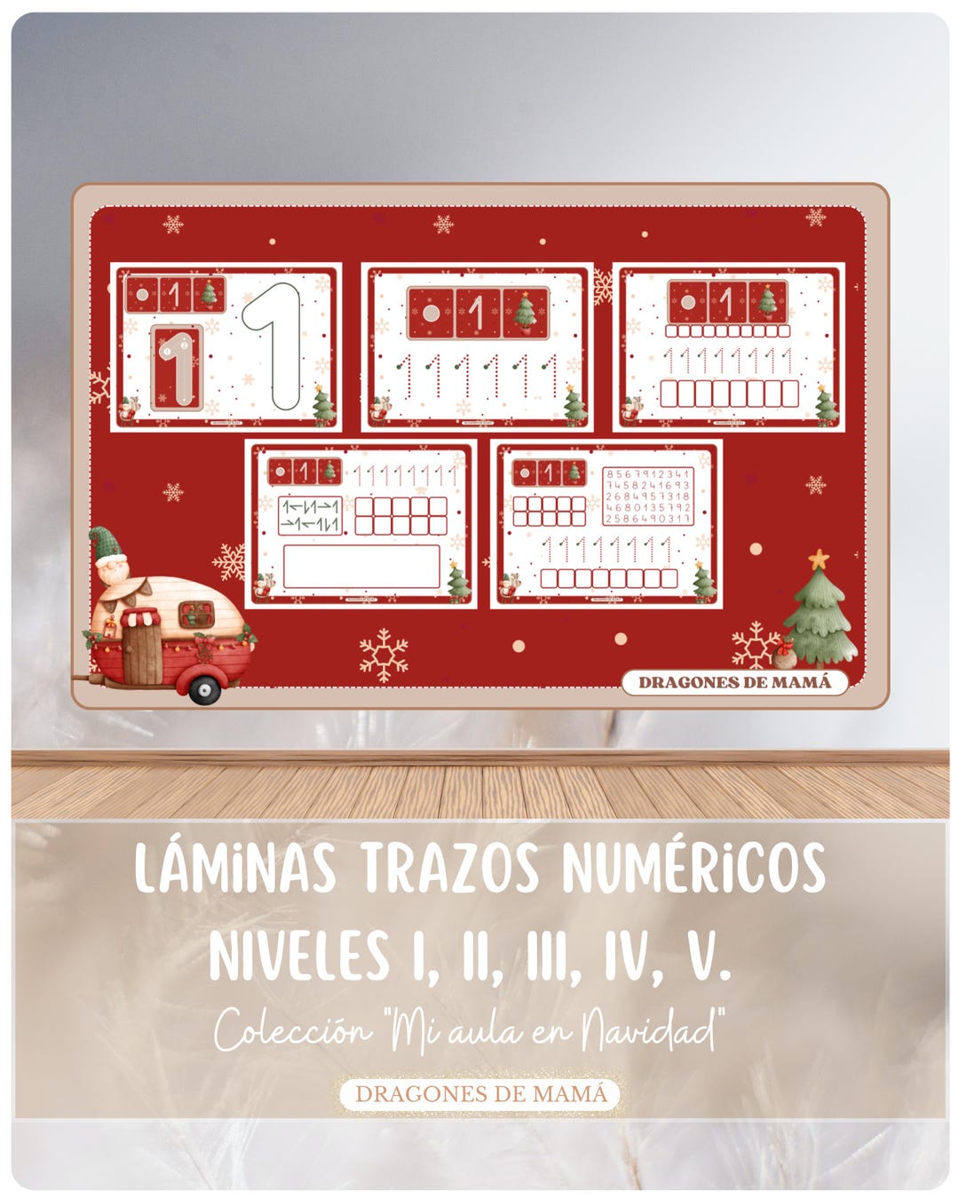 Imprimibles De Trazos Numéricos Navidad. Recurso Completo: Niveles I ...