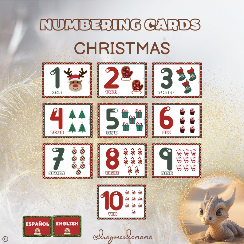 PRINTABLE CHRISTMAS NUMBERING Cards English - Etsy