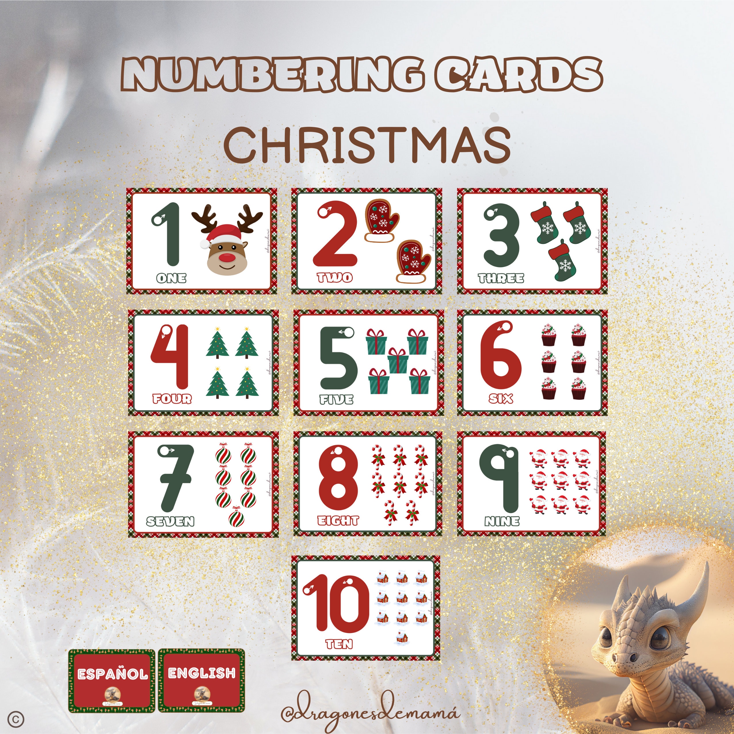 PRINTABLE CHRISTMAS NUMBERING Cards English - Etsy