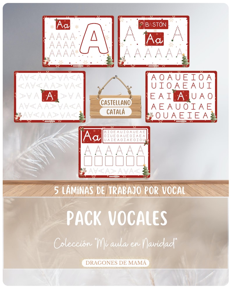 Imprimibles Pack De Vocales Navidad - Etsy