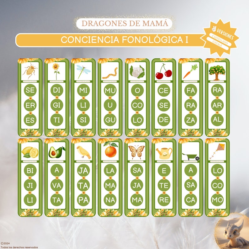 Imprimibles Tarjetas De Conciencia Fonológica Primavera. - Etsy