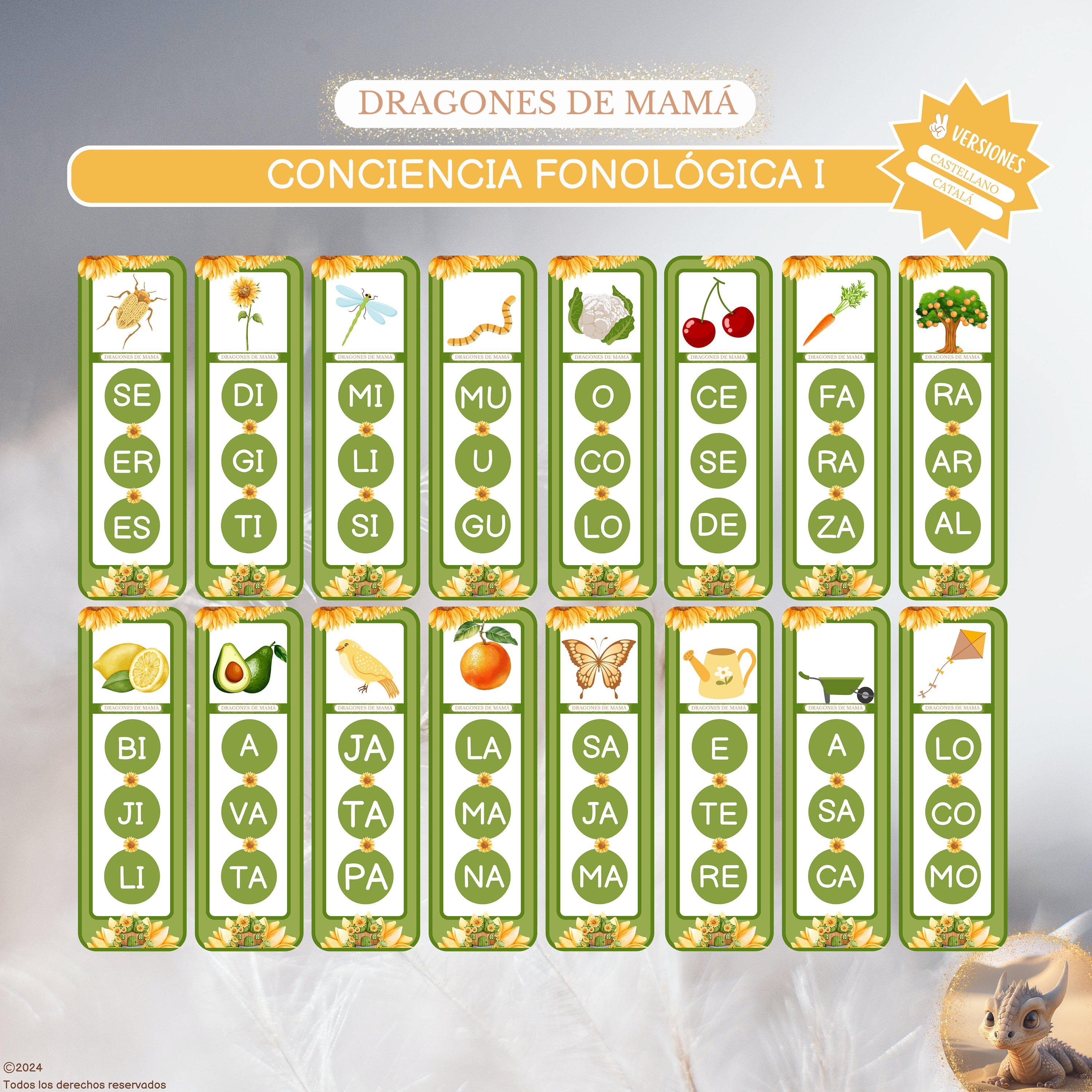 Imprimibles Tarjetas De Conciencia Fonológica Primavera. - Etsy