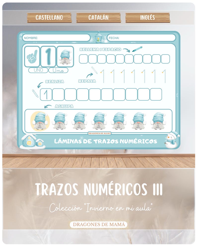 Producto Digital. Imprimibles Trazos Numéricos Invierno, Pack Niveles I ...