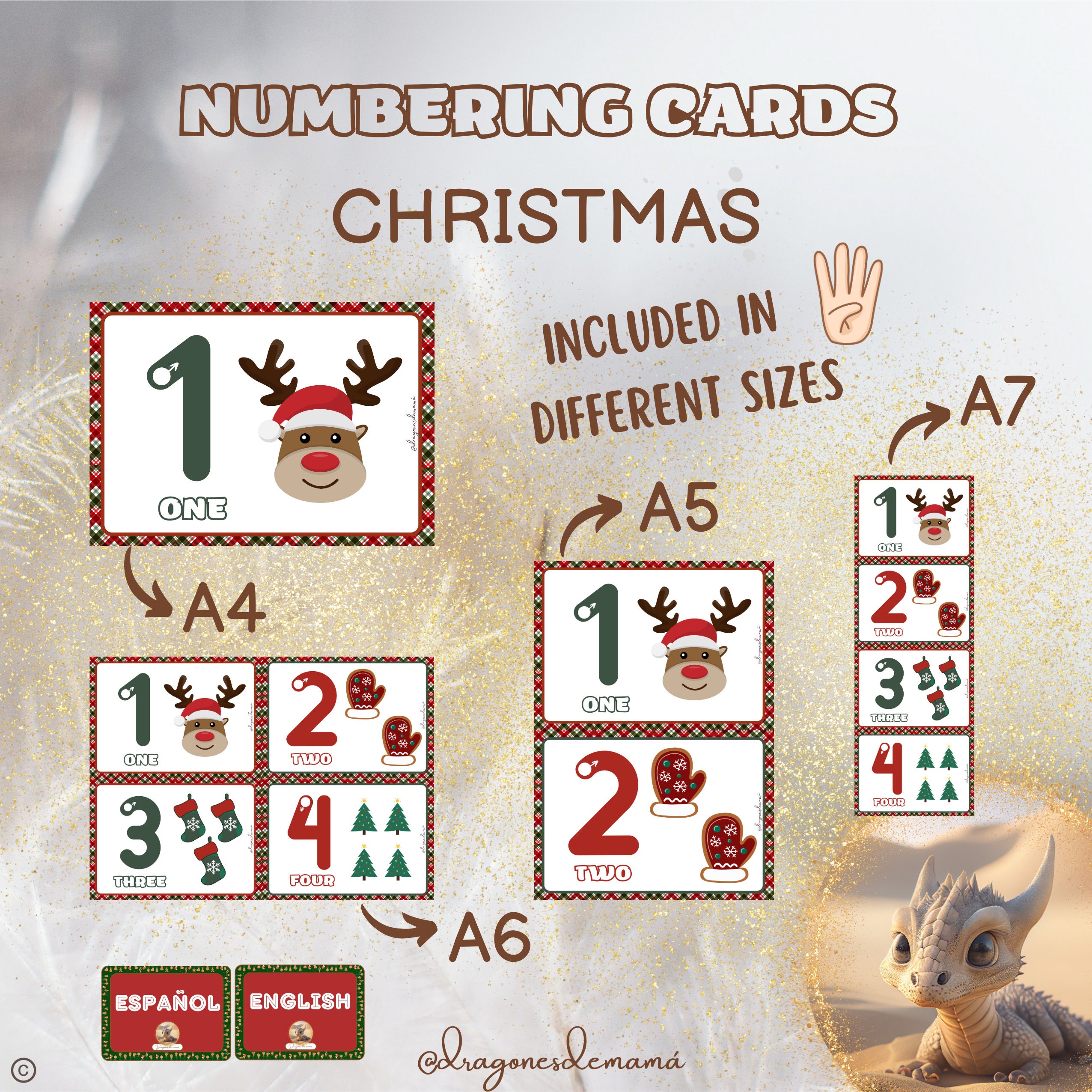 PRINTABLE CHRISTMAS NUMBERING Cards English - Etsy