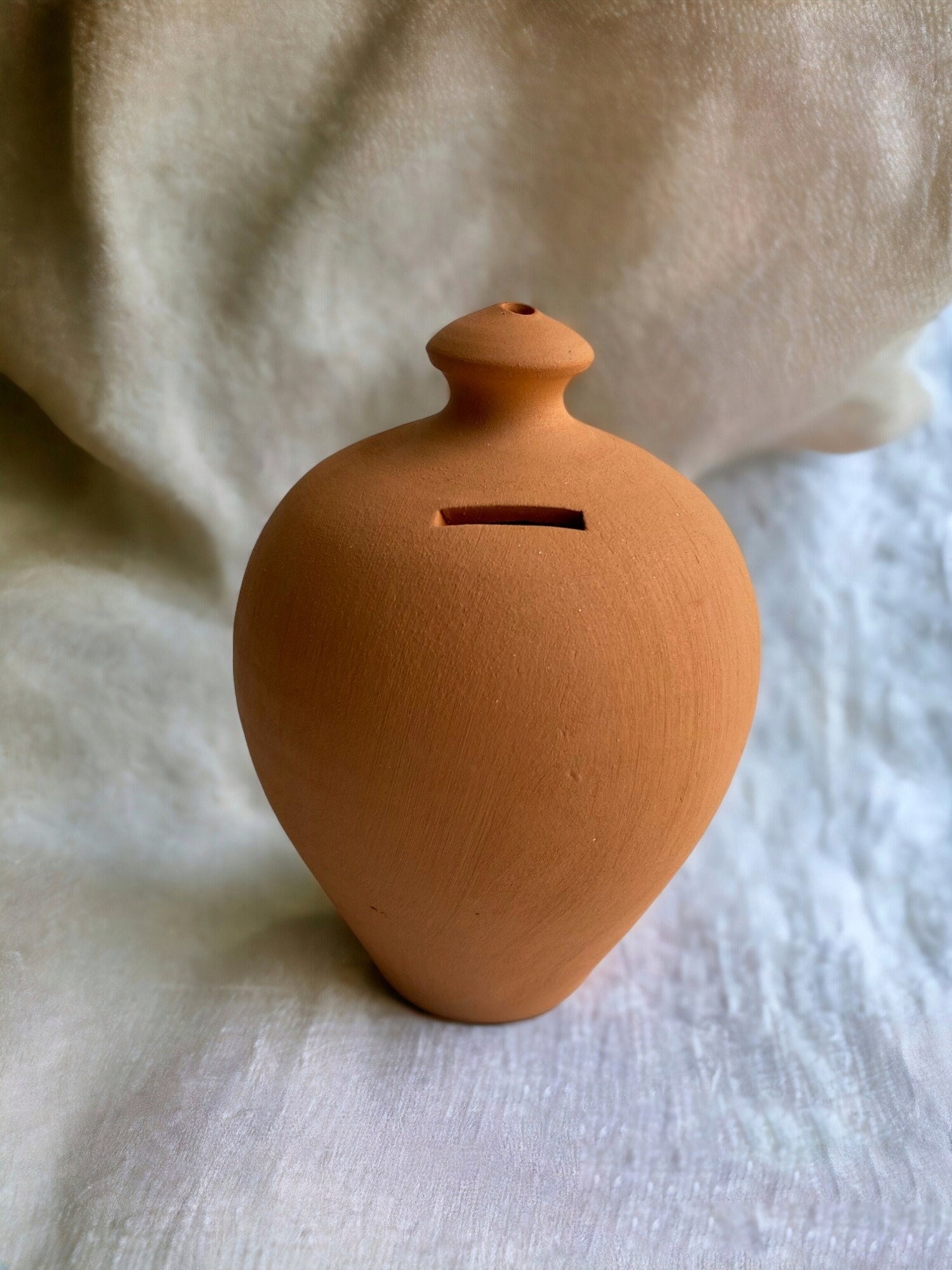 Terracotta Piggy Bank Vase: Pottery Coin Bank, Home Decor - Etsy