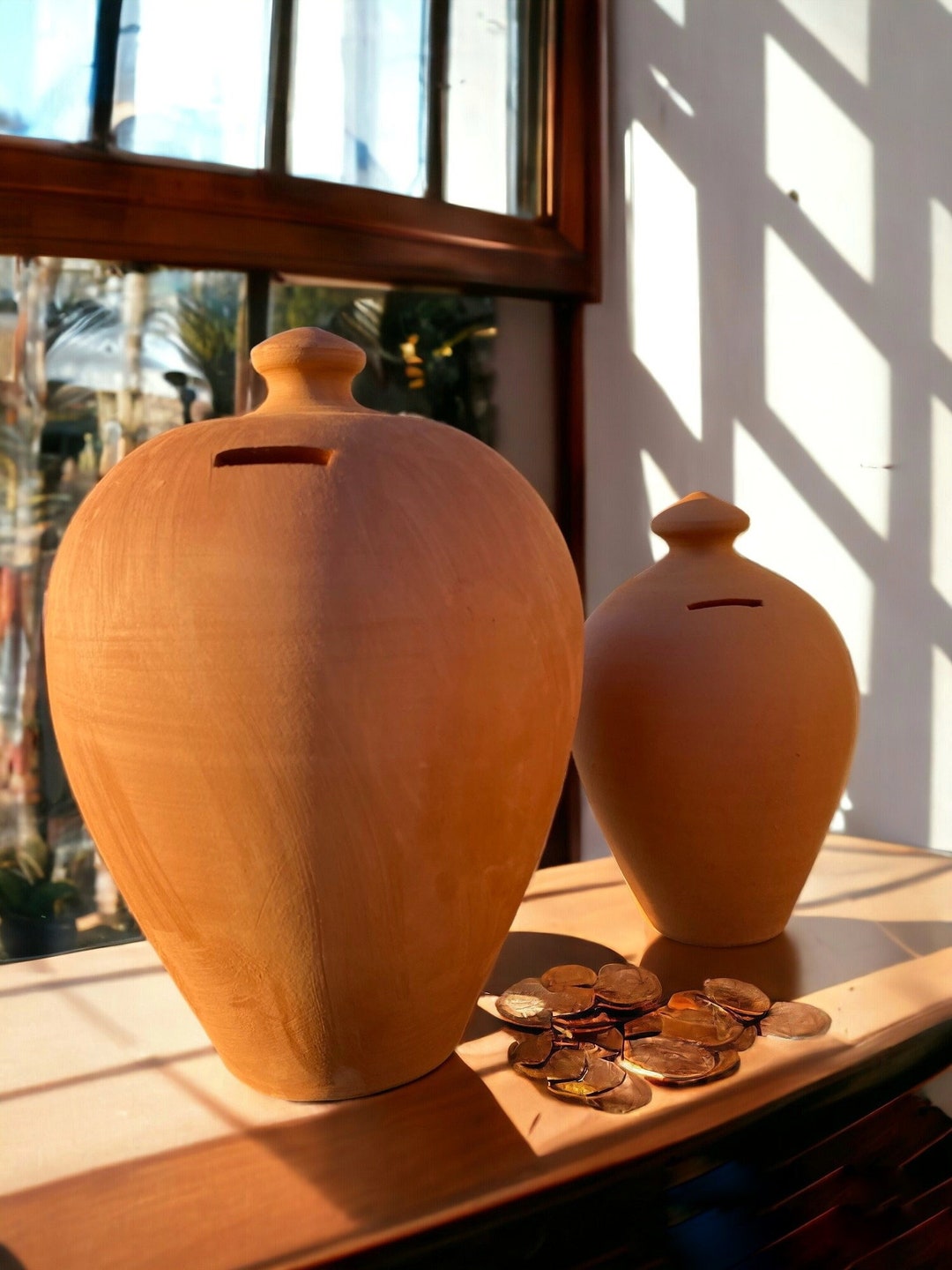 Terracotta Piggy Bank Vase: Pottery Coin Bank, Home Decor - Etsy