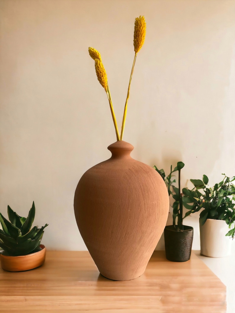 Terracotta Piggy Bank Vase: Pottery Coin Bank, Home Decor - Etsy