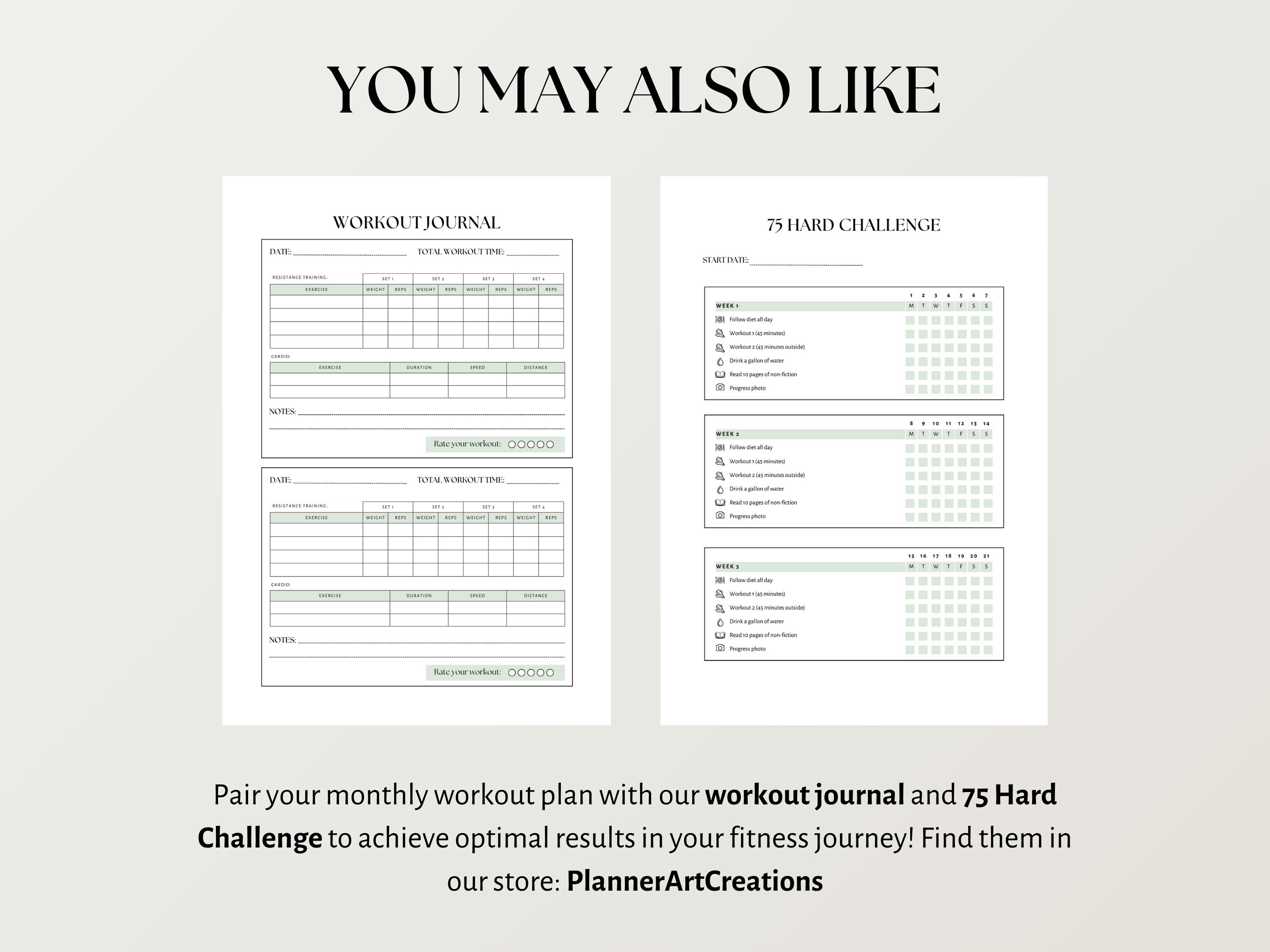 Monthly Workout Planner Printable Ultimate Fitness Planner: Monthly ...