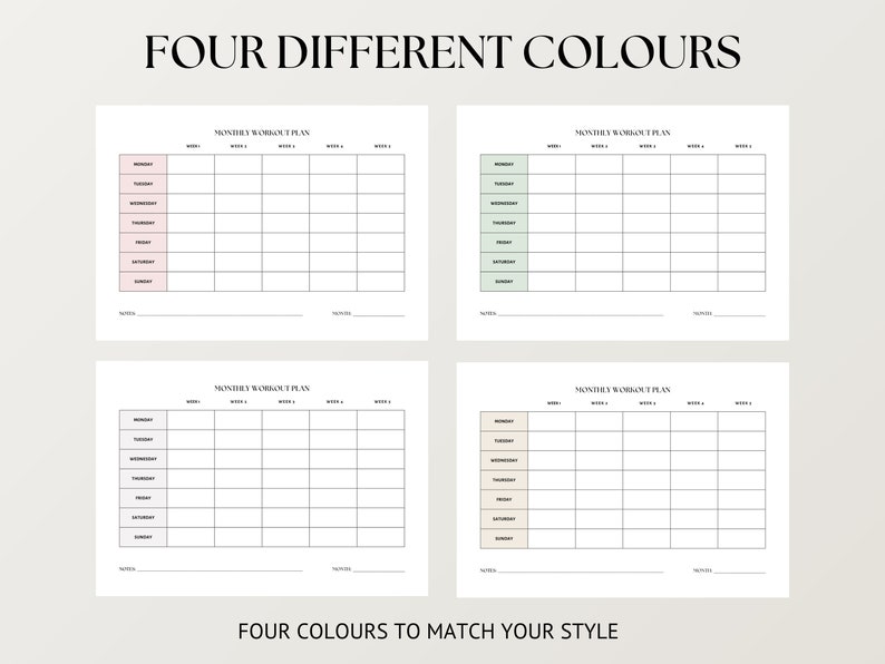 Monthly Workout Planner Printable Ultimate Fitness Planner: Monthly ...