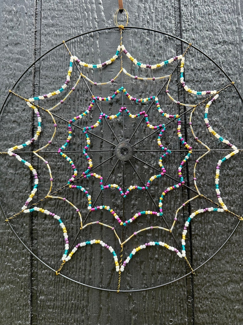 Beaded Spider Web in Circular Frame - Etsy