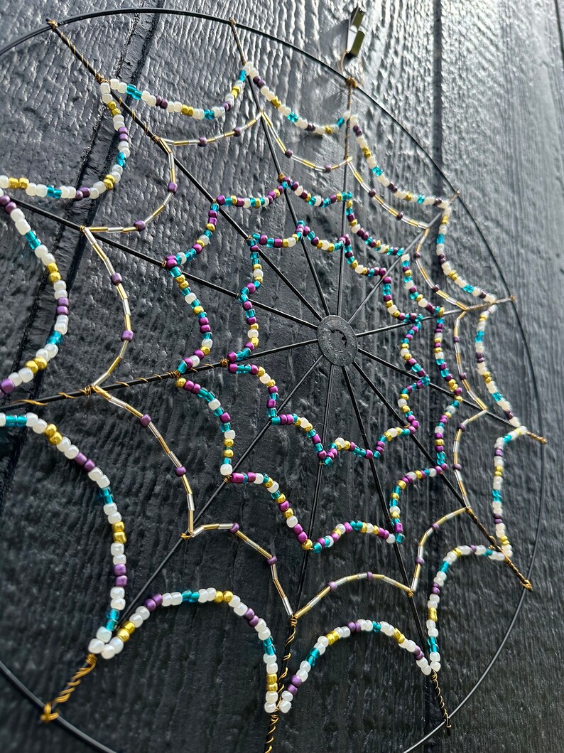 Beaded Spider Web in Circular Frame - Etsy