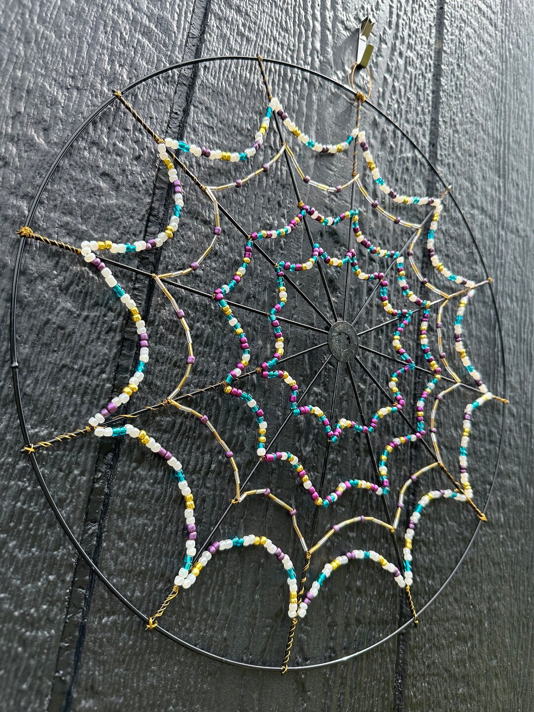 Beaded Spider Web in Circular Frame - Etsy