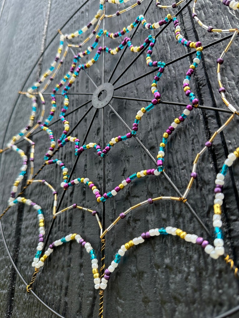 Beaded Spider Web in Circular Frame - Etsy