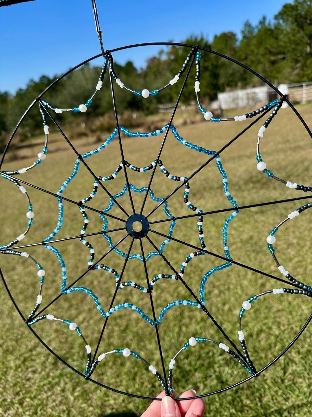 Beaded Spider Web Suncatcher storm - Etsy