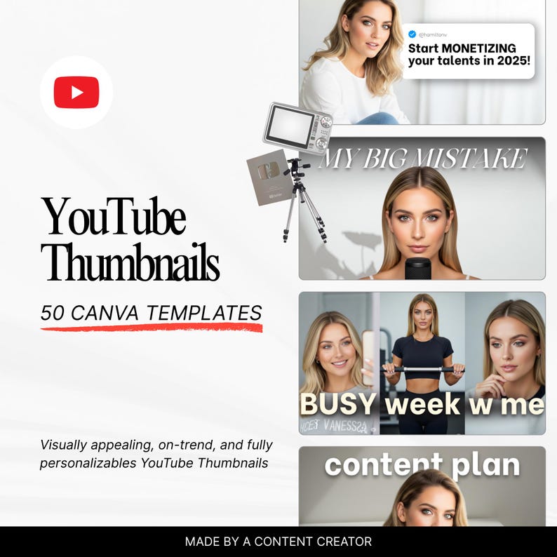 Youtube Thumbnails Templates Canva | 50 Minimalist Thumbnail Designs ...