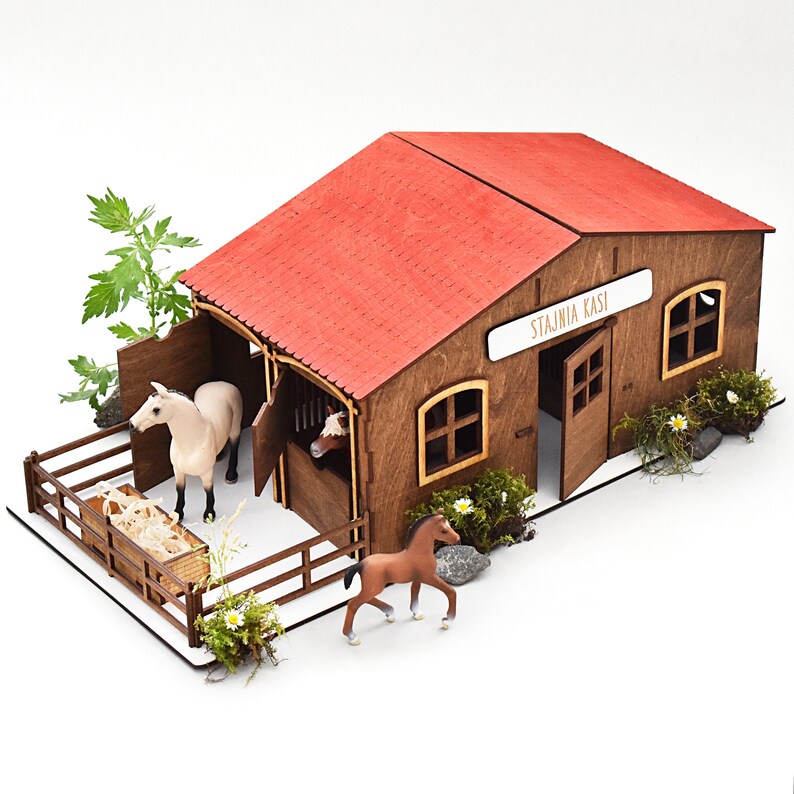 Handmade Wooden Horse Barn Toy Kids Birthday Gift Custom Name Customize ...