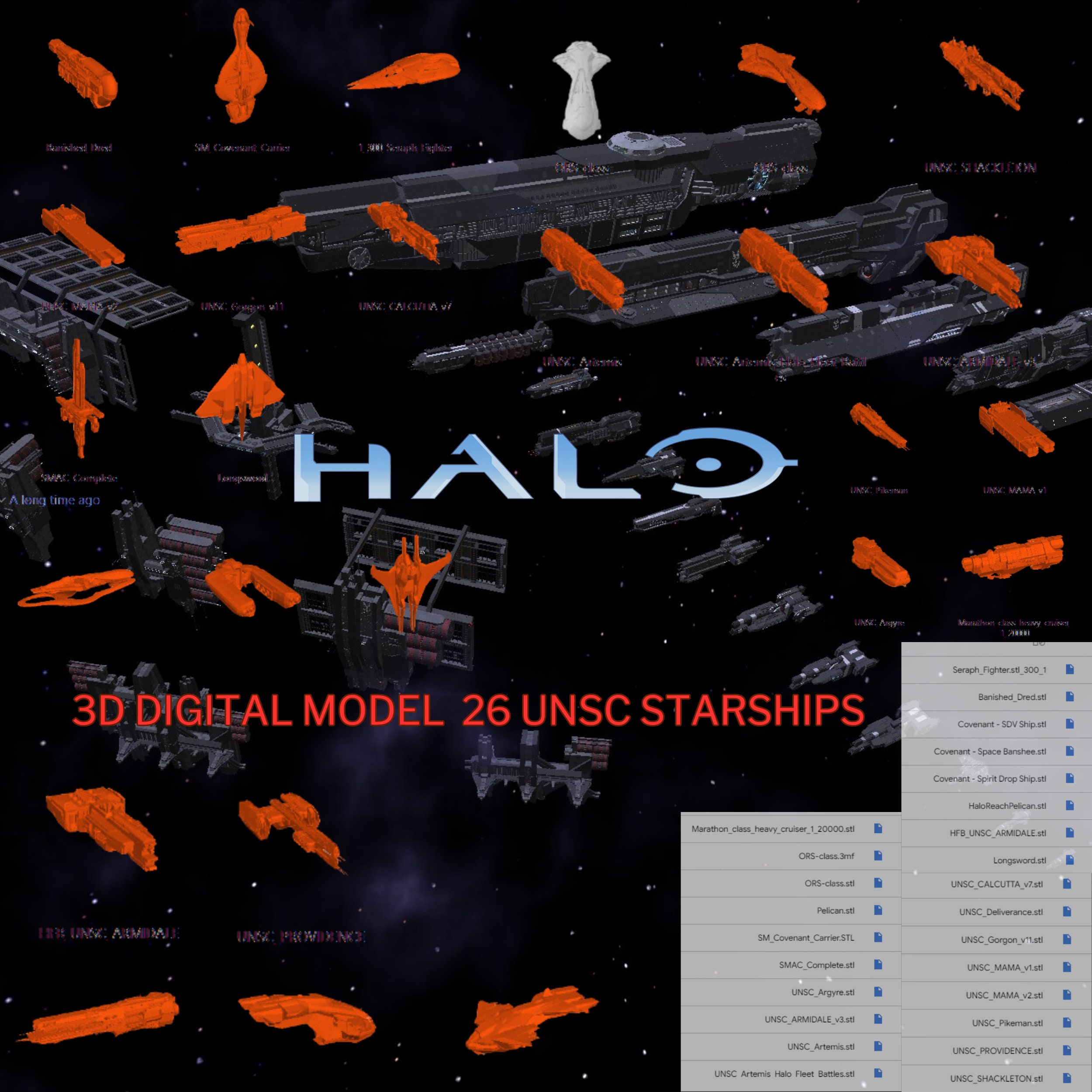 Halo UNSC Covenant Space Ships Collection Stl Files - Etsy