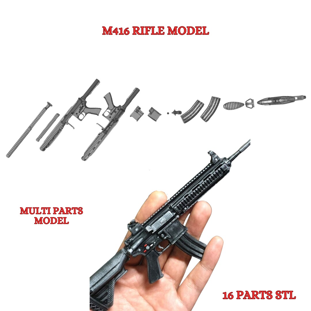 M416 Assault Rifle 3D Model Multiparts Stl - Etsy