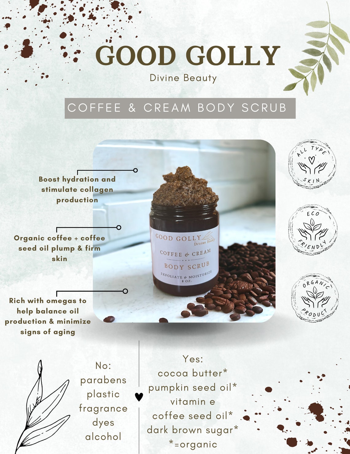 Coffee + Cream Hydrating Body Scrub | Firming | Smoothing | Stretch ...