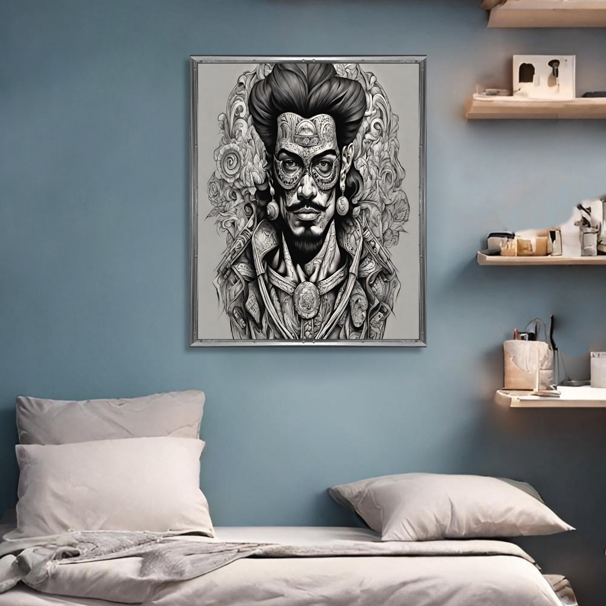 Chicano Man Wall Art, Mexican American Street Wall Decor, Punk Man Wall ...