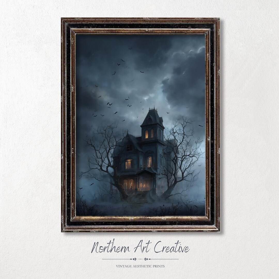 Halloween Decor: Spooky Haunted House Vintage Halloween Printable Wall ...