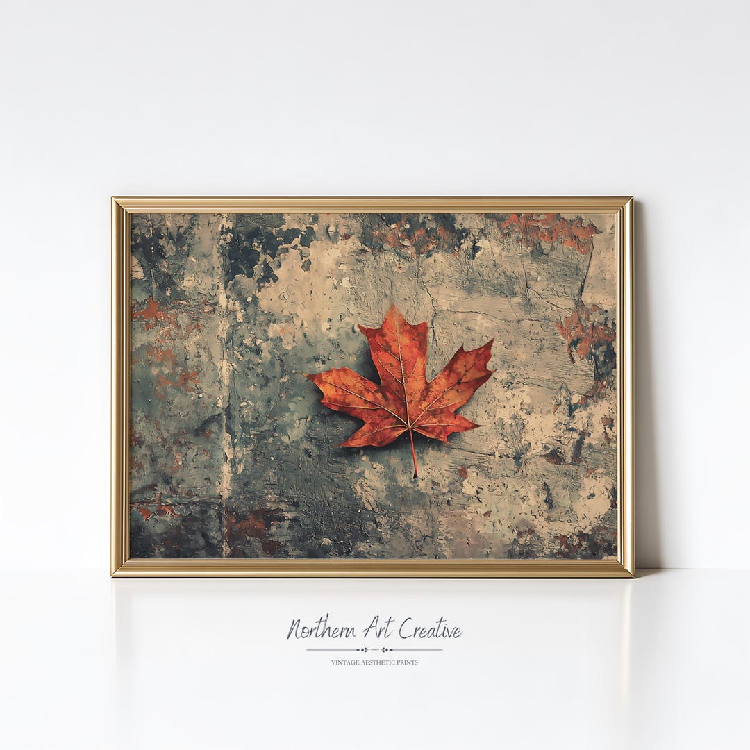 Rustic Fall Leaf Painting Vintage Autumn Decor Printable Fall Wall Art ...