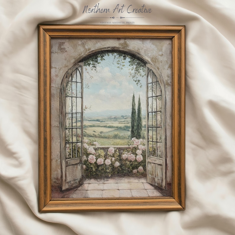 Vintage French Country Printable Wall Art Open Window European ...