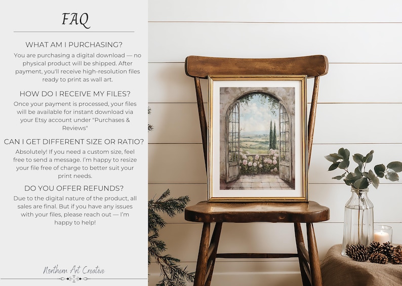 Vintage French Country Printable Wall Art Open Window European ...