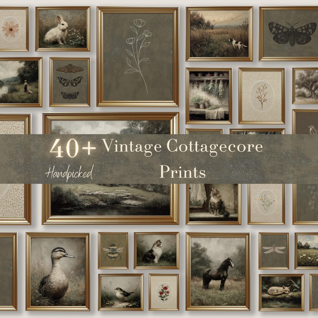 Vintage Cottagecore Print Set: 40+ Piece Gallery Wall (digital Download ...