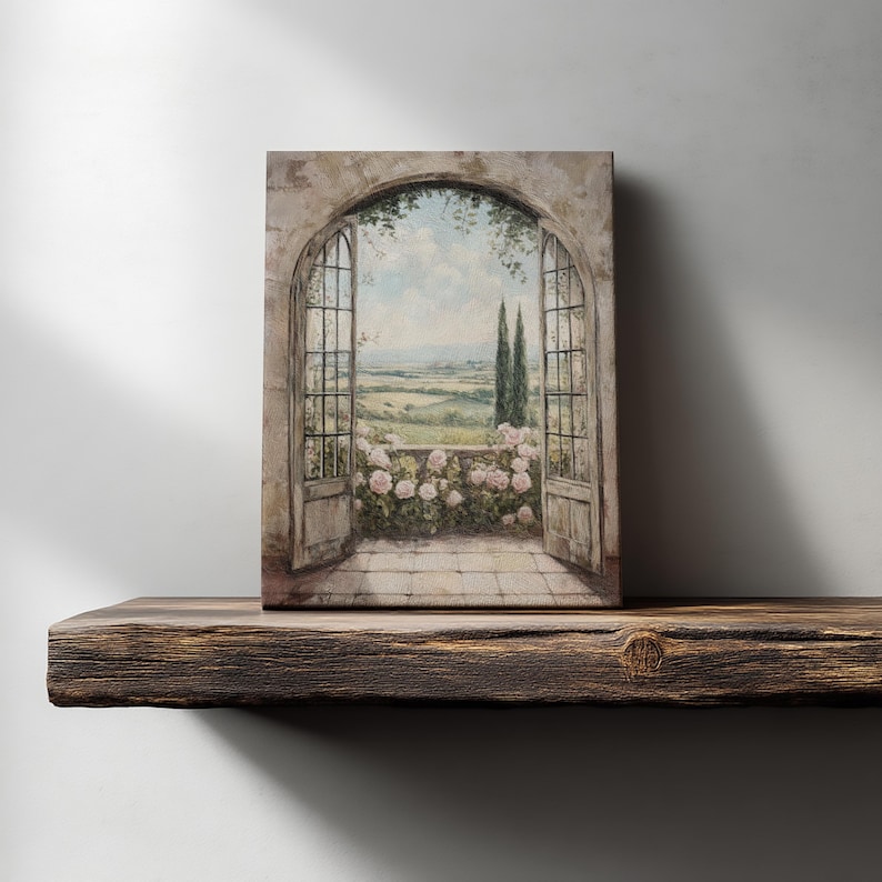 Vintage French Country Printable Wall Art Open Window European ...