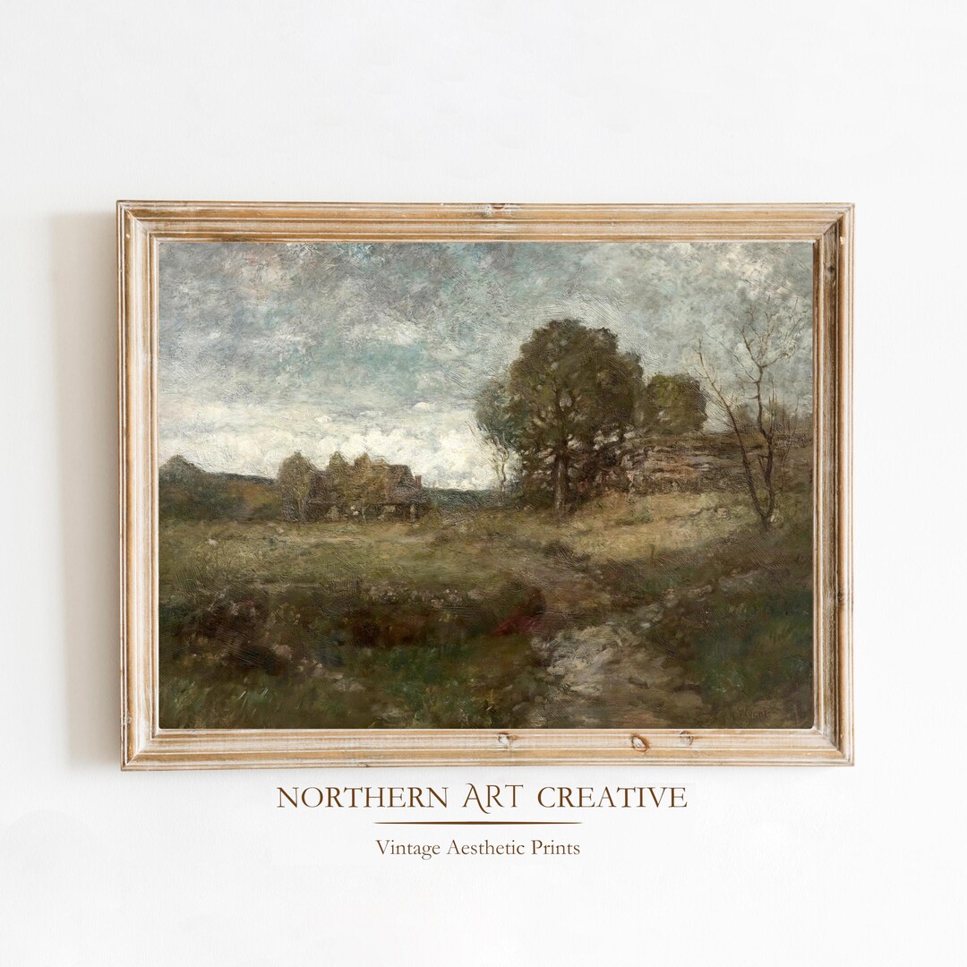 Rustic Landscape Painting Warm Tones Digital Print Vintage Large Wall ...