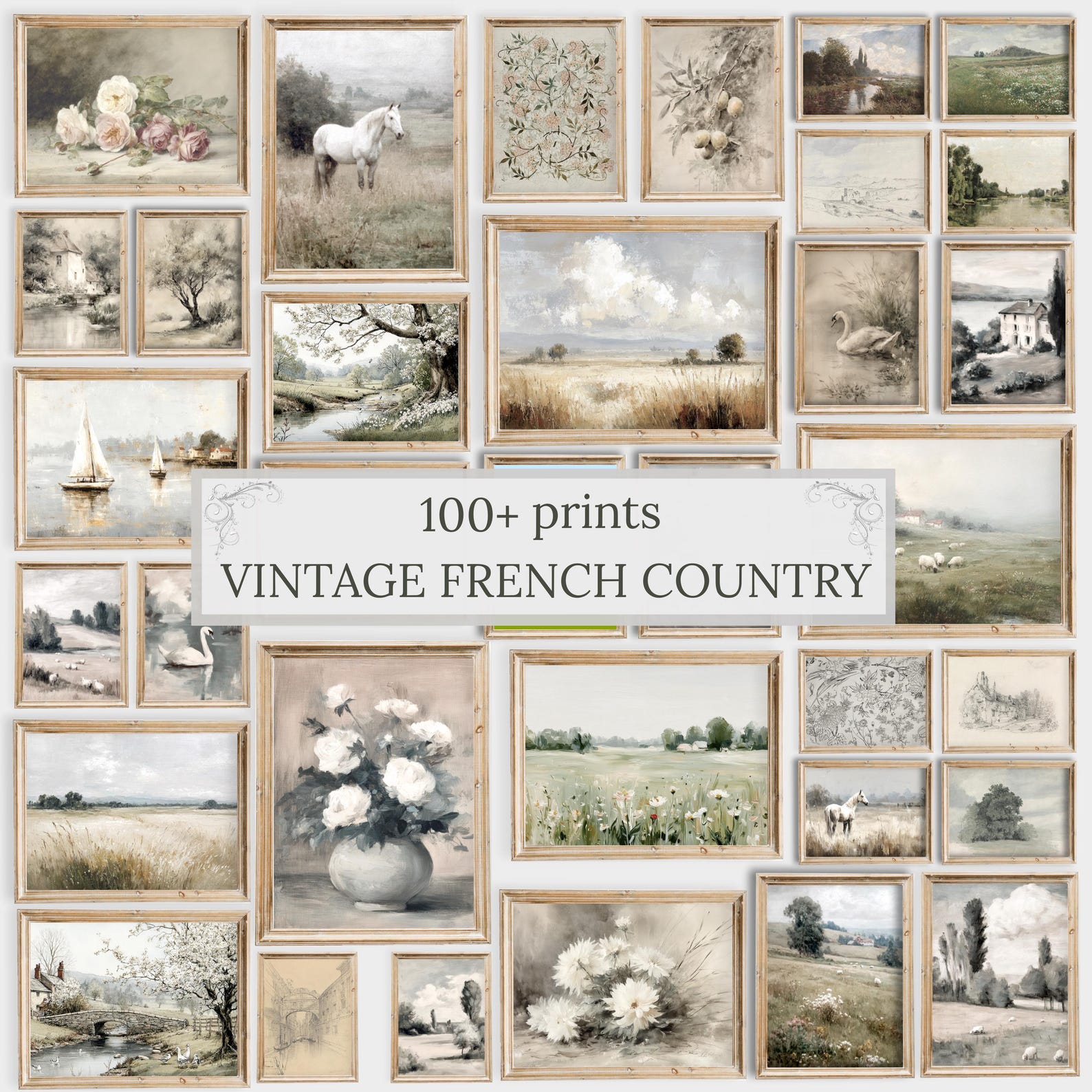 100+ Vintage French Country Prints: Neutral Farmhouse Gallery Wall ...