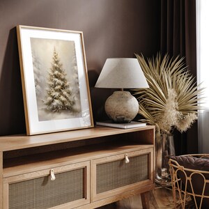 Neutral Christmas Tree Print, Muted Christmas Decor, Vintage Christmas ...