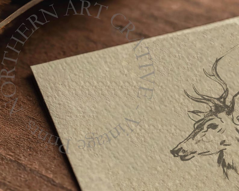 Vintage Deer Sketch Print: Hand Inked Animal Wall Art (digital Download ...