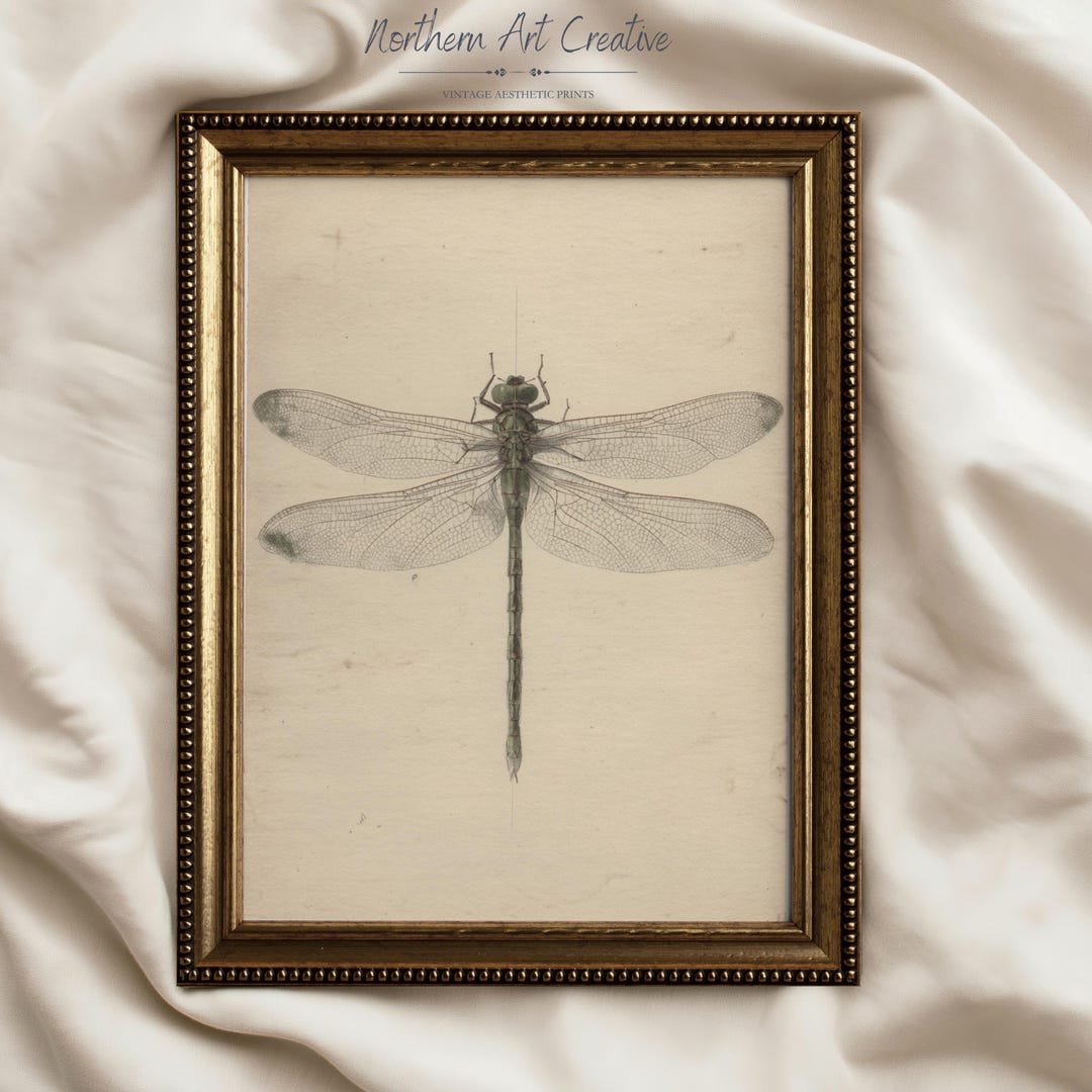 Vintage Dragonfly Print: Cottagecore Decor (printable Wall Art), Sepia ...