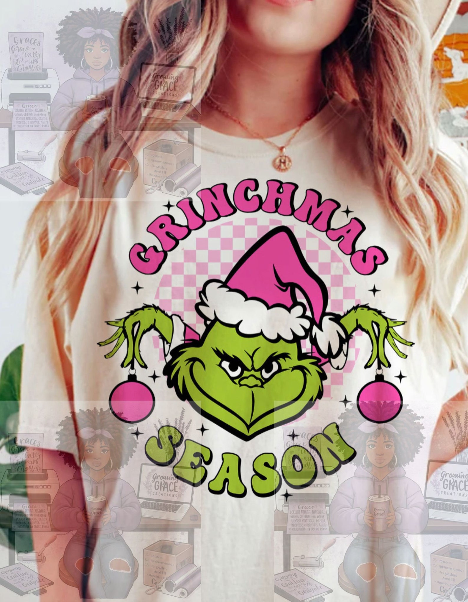 Retro Grinch Pink Christmas PNG Bundle: Shirt Sublimation Designs ...