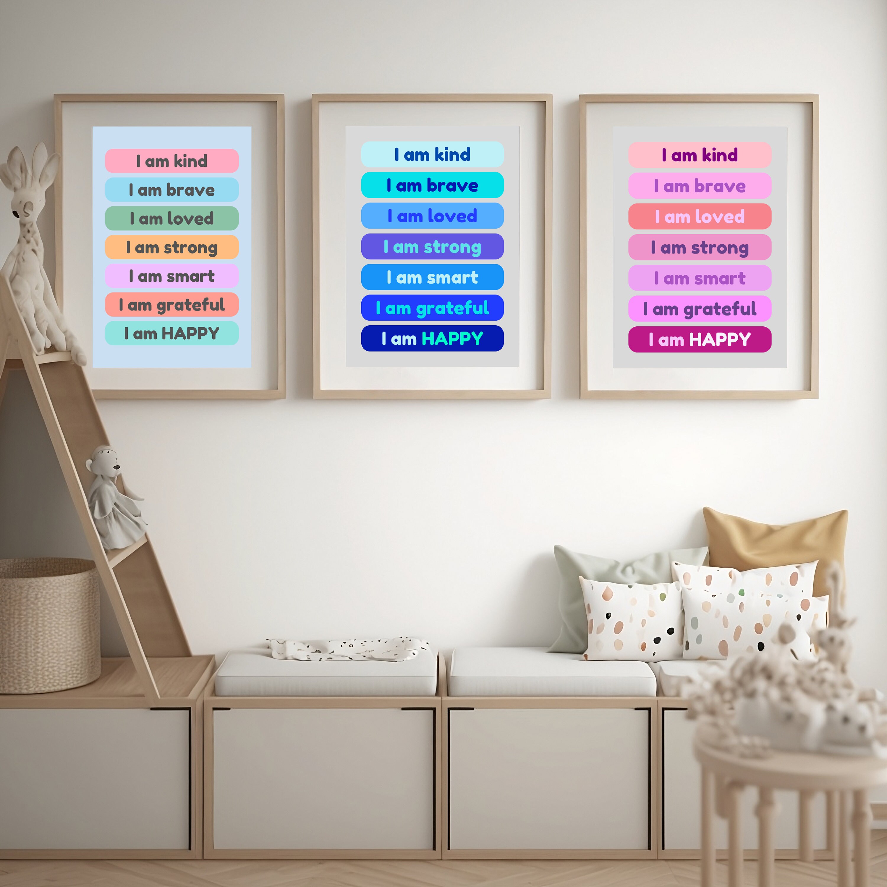 Printable 3 Piece Digital Art, Positive Daily Affirmations for Children ...