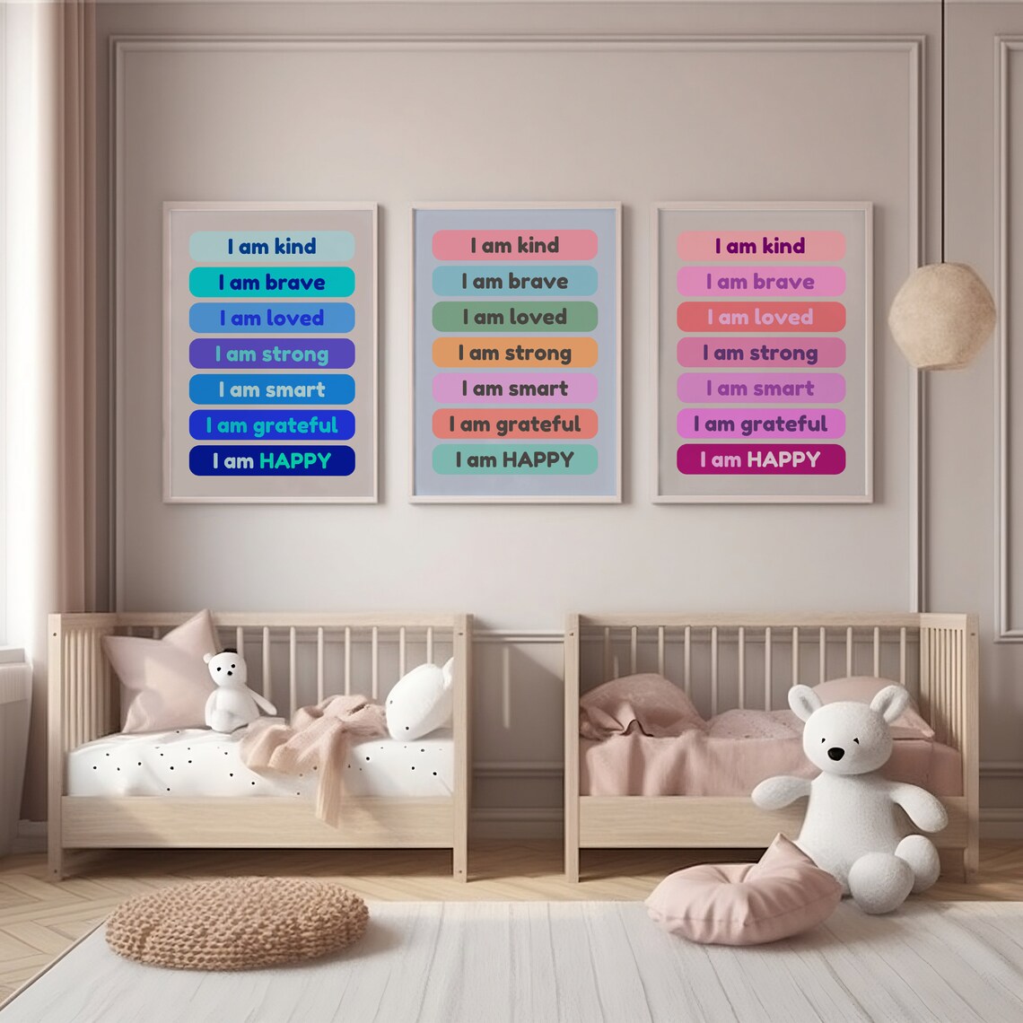 Printable 3 Piece Digital Art, Positive Daily Affirmations for Children ...