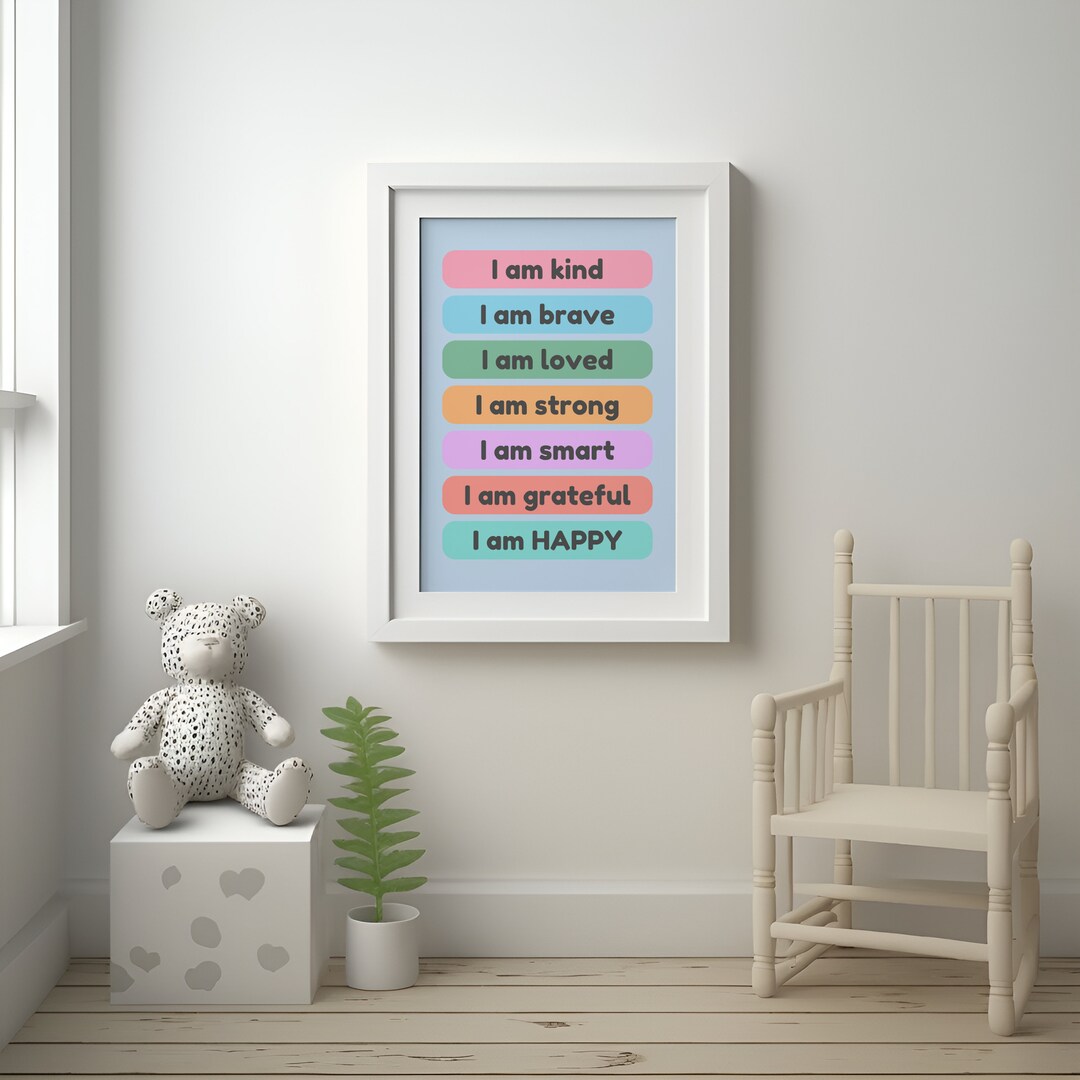 Printable 3 Piece Digital Art, Positive Daily Affirmations for Children ...