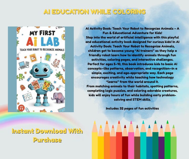 AI Activity Book Teach Your Robot to Recognize Animals - Etsy