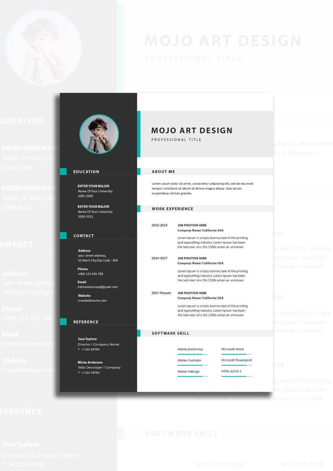 Minimalist One Page Resume Design for Photoshop - Etsy