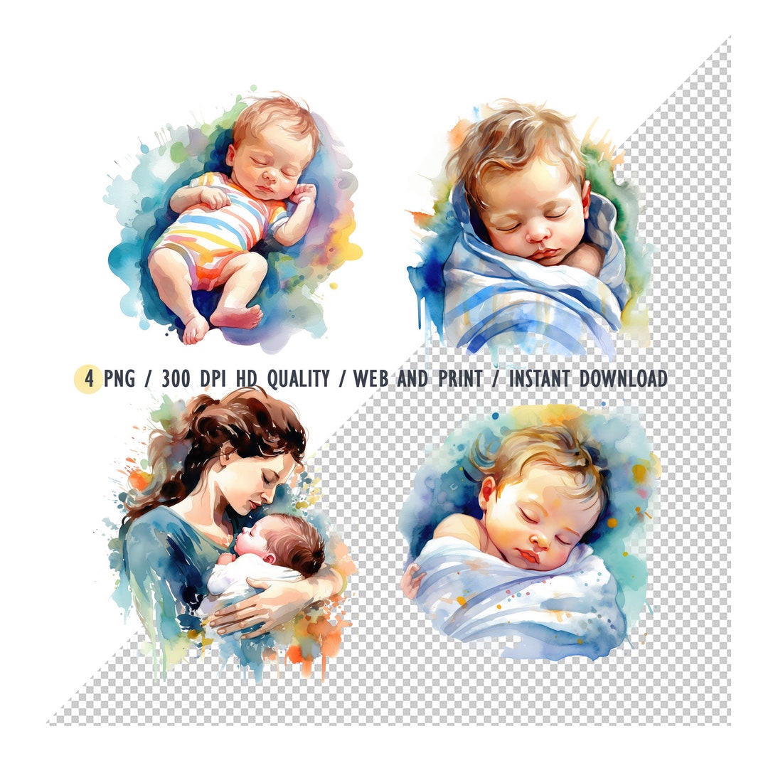 Watercolor Beautiful Newborn Clipart, Beautiful Newborn PNG, Watercolor ...