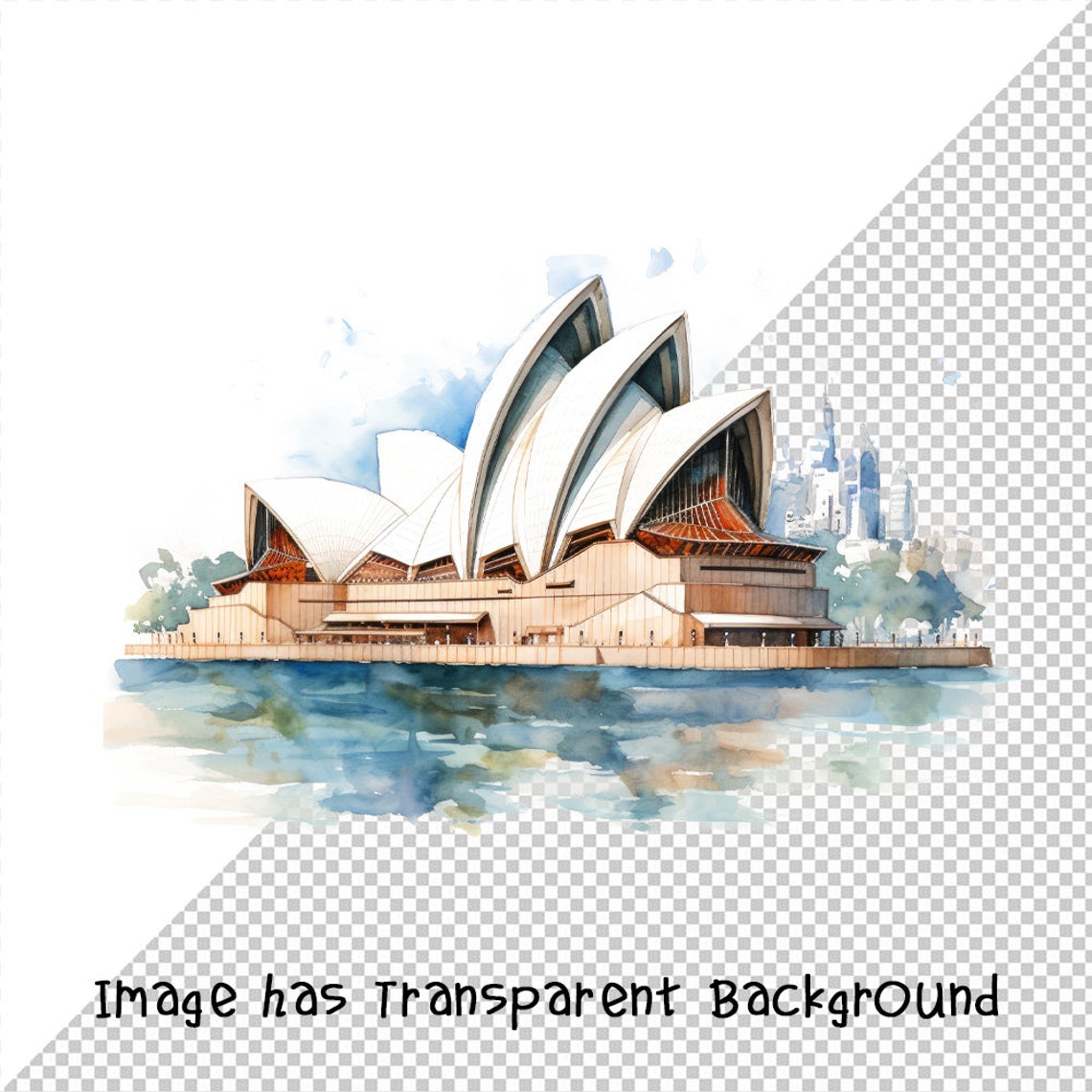 Sydney Opera House Watercolor, Opera House PNG, Watercolor Art Style of ...