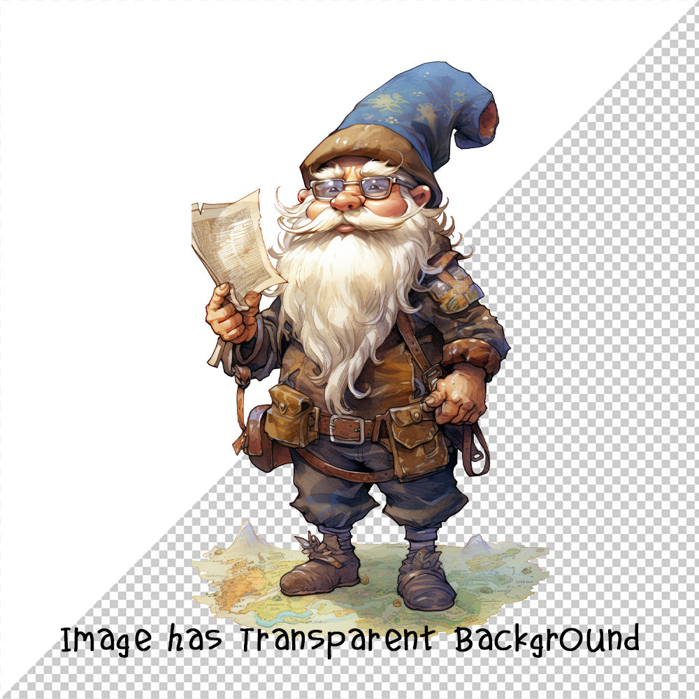 Cute Gnome Explorer With Goggles Clipart, Gnome Holding Map PNG, Earth ...