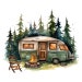 Cute Watercolor Vintage Camper Clip Art Woodland Background - Etsy