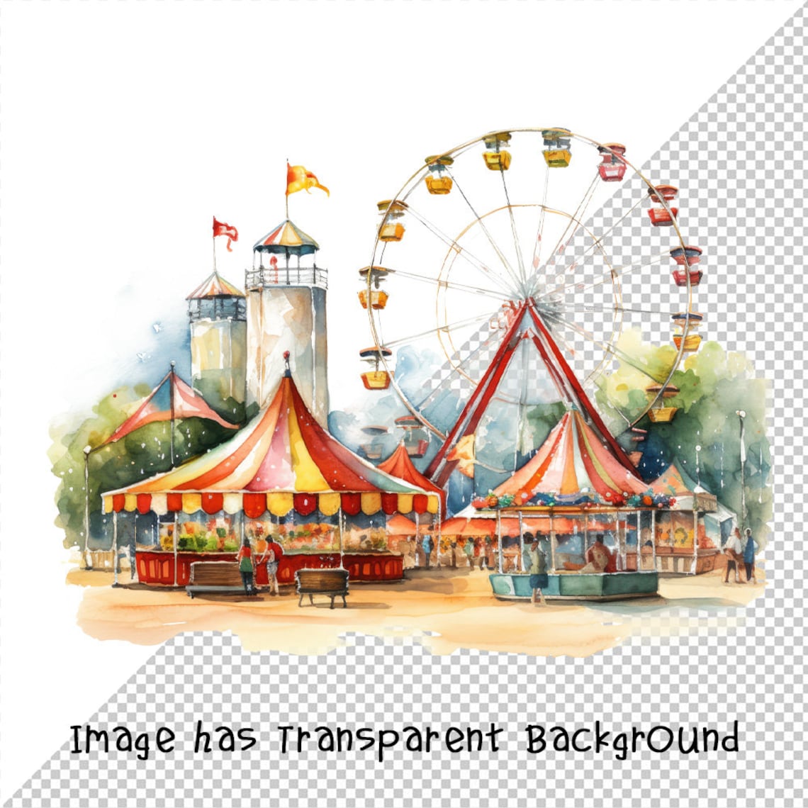 Watercolor County Fair Clipart, State Fair Watercolor Clipart Bundle ...