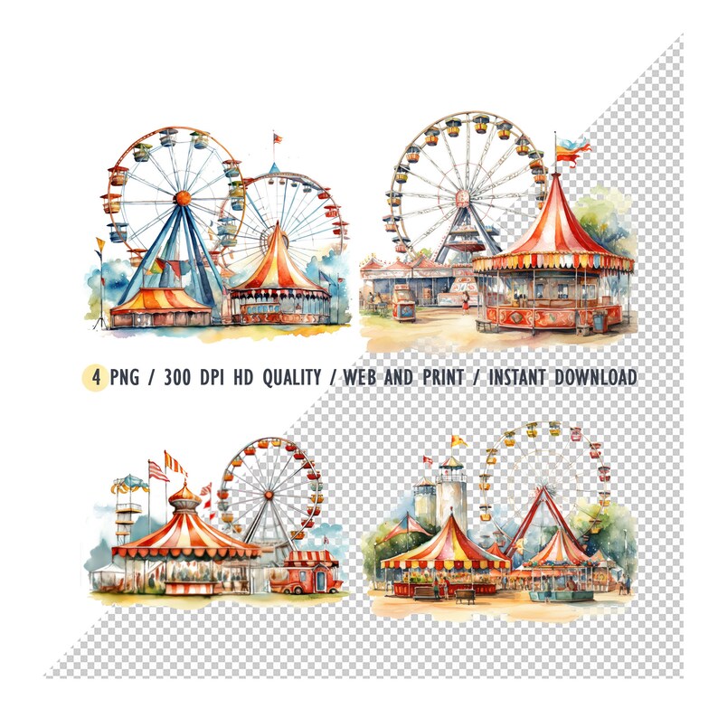 Watercolor County Fair Clipart, State Fair Watercolor Clipart Bundle ...